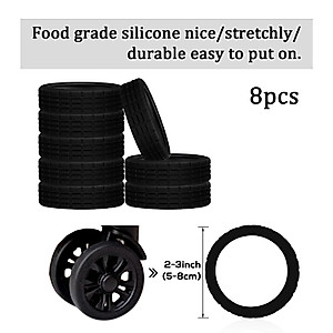 TOYMIS Luggage Wheel Covers, 8pcs Portable Silicone Luggage Spinner Wheel Protectors, Colorful (Black)