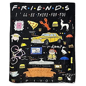 Friends Blanket,Friends TV Show Gifts,Friends TV Show Merchandise,Double Sided Print Throw Soft Warm Lightweight Blanket for Friends Fans Birthday Christmas,Home Living Room Decor Black 51"x59"