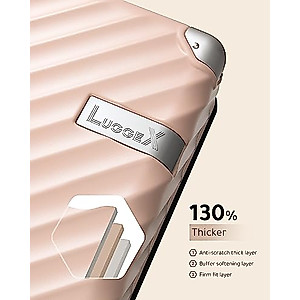 LUGGEX Pink Carry On Luggage 22x14x9 - PC Expandable Hard Shell Suitcase with Spinner Wheels