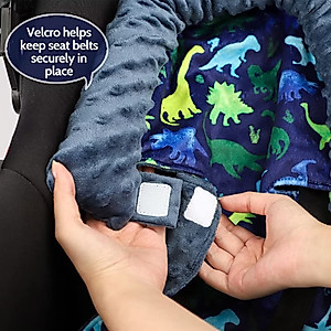 Opening Carseat Cover & Baby Carseat Head Support, Dinosaur Car Seat Insert for Baby Boys