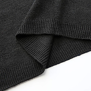 Fomolom Women Ponchos Sweater Versatile Lightweight Solid Knitted Shawl Wrap Scarf Cape Accessories for Womens Black