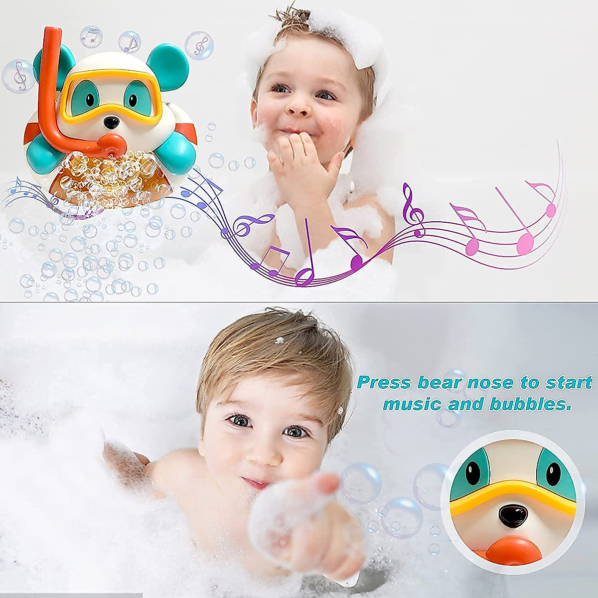 Baby Bath Toy, Automatic Bubble Blower Bubble Bath Maker for Bathtub Toys Play 12 Songs for Toddlers Baby Boys and Girls Infants Little Bear Bathtub Play, Great Gifts for Toddlers and Kids