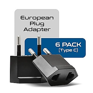 Ceptics USA, Canada to European Plug Adapter - Type C Adapter compatible in Europe, Canada to European travel plug adapter Ideal for Phones, Camera & more - CE Certified - RoHS Compliant - 6 Pack