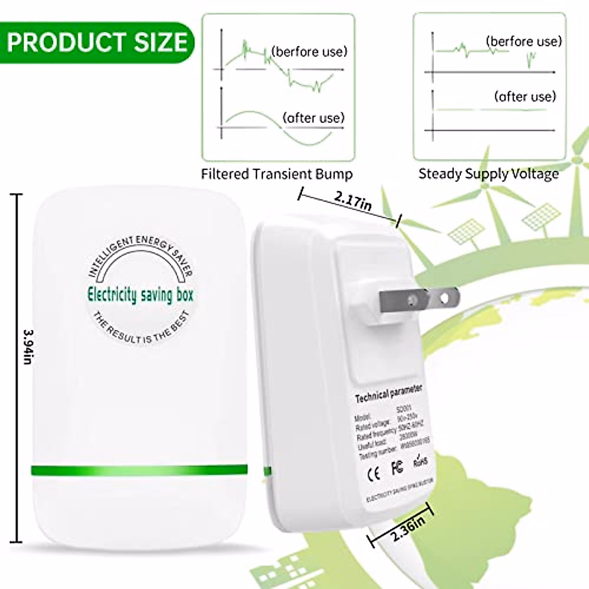 Gbbazu Pro Power Saver, Upgrade Electricity Saving Device Save Electricity Box, Household Smart Power Energy Saver Reduce Electric 30KW, Us Plug 90V-250V, Pro Power Save Device (2 Pack)