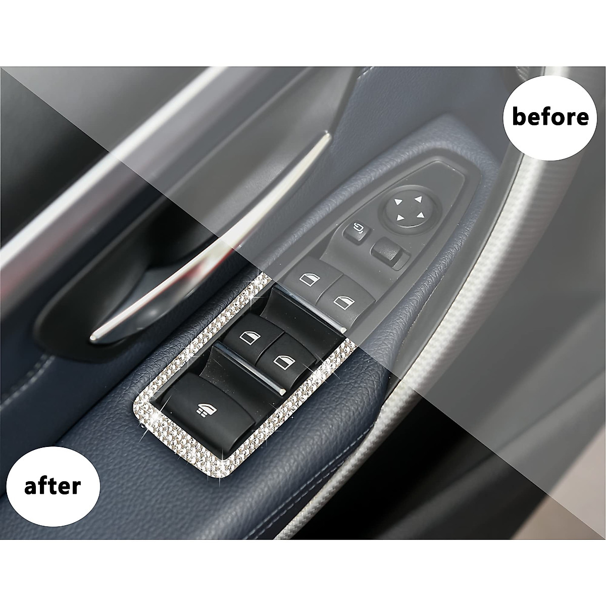 9.4"x7.8" 97 Bling Rhinestone Car Stickers,DIY Car Decals with Self-Adhesive Car Decorations,20PCS Bling Car Accessories Interior&Exterior for Car Dashboard,Door Handles