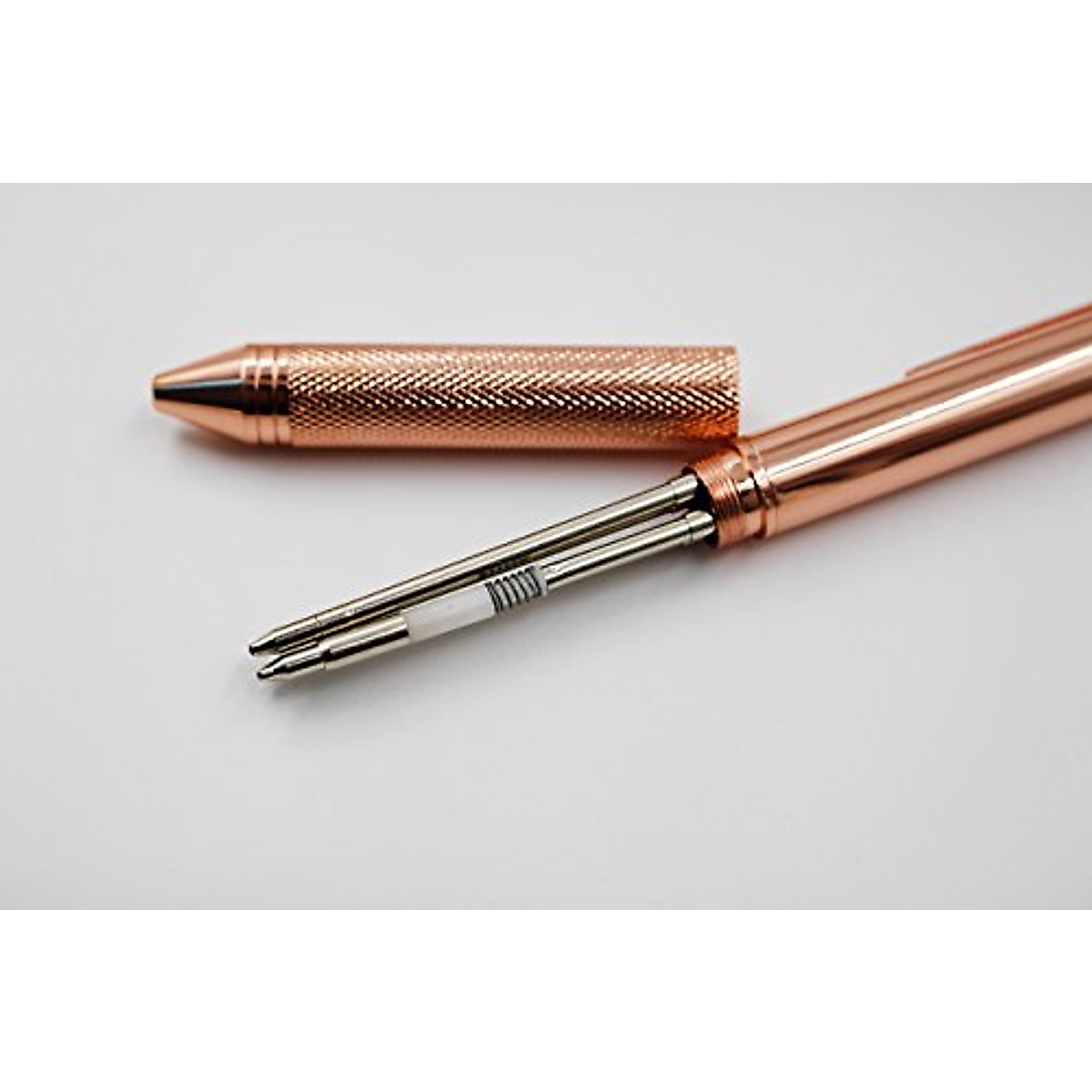 JASON YUEN 2PCS PACK 4 in 1 Multi-Function Pen 4 Colors Pen with 0.5mm Mechanical Pencil and Black/Red/Blue Ballpoint Pen in Gift Package (2PCS PACK, Rose gold)