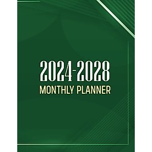 Green Cover 2024-2028 Monthly Planner 5 Year: 60Months January 2024 to December 2028 Agenda Organizer Schedule .Large Size 8,5x11