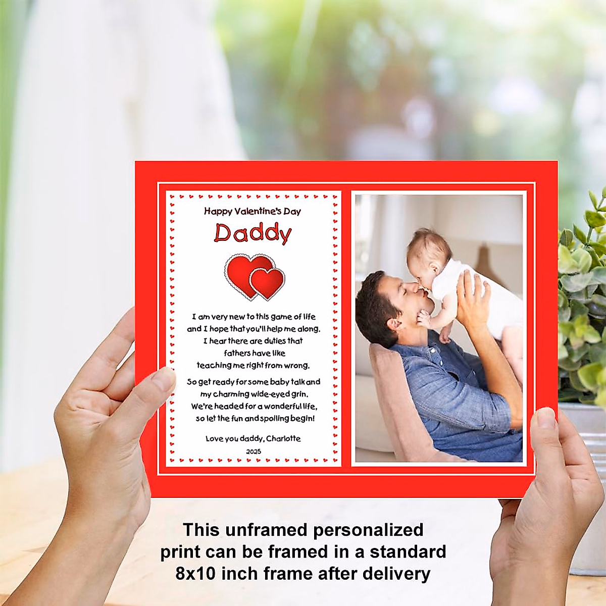 First Valentine's Day Poem Gift from Baby to Daddy, 8x10 Inch Print Personalized With Names and Photo