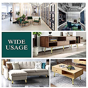 Seimneire 4pcs 4 Inch Furniture Legs, Straight Conical Metal Legs Luxury Gold Mid-Century Style Furniture Feet for Sofa Cabinet Table Chair Cupboard Couch Ottoman Home DIY Projects