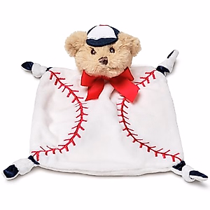 Bearington Baby Wee Lil’ Slugger, 8 x 7 Inch Small Teddy Bear Baby Baseball Stuffed Animal, Security Blanket Lovey for Babies