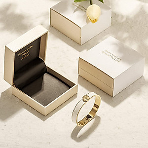 CIUNOFOR Enamel Bracelet for Women Vintage Pop-Art Colorful Cuff Bangle Stainless Steel Gold Plate Tone Wide Band Handmade for Unisex Adult Jewelry (Moonstone)