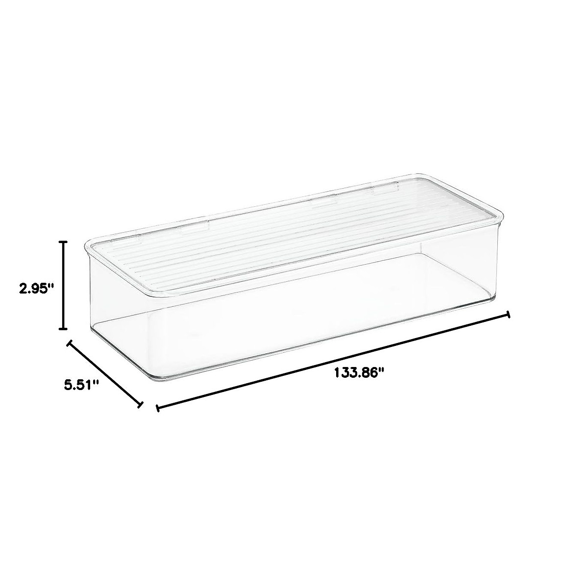 iDesign Kitchen Binz Stackable Box, 14cm x 34cm x 7.5cm, Clear, 14 x 34 x 7.5 cm