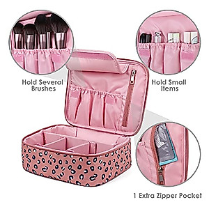 Narwey Travel Makeup Bag Large Cosmetic Bag Makeup Case Organizer for Women (Leopard)