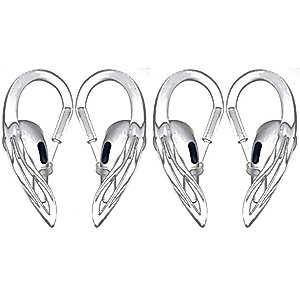 JNSA 4 Pack Earhooks Compatible with Apple AirPods Pro,Anti Slip Anti Drop Ear Hooks, Multi-Angle Adjustment Accessories,2 Pairs(4PCS),Great for Gym and Sport, Transparent