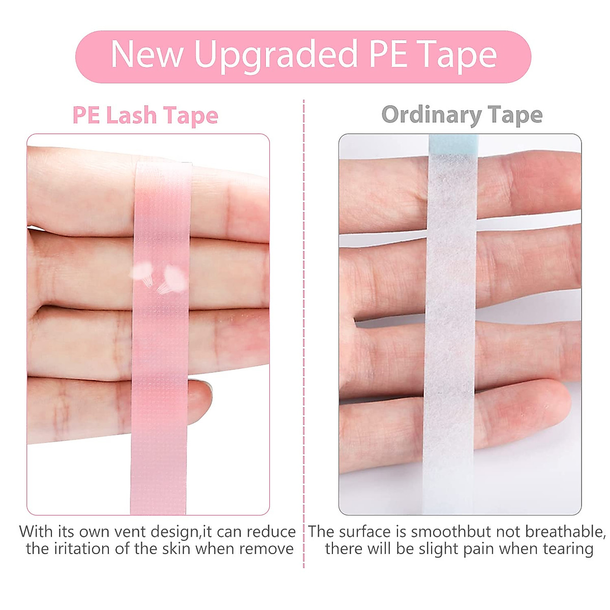 TEOYALL 6 Rolls PE Lash Extension Tapes, Adhesive Breathable Micropore Eyelash Tapes Lash Extension Supplies for Makeup Salon (Pink)