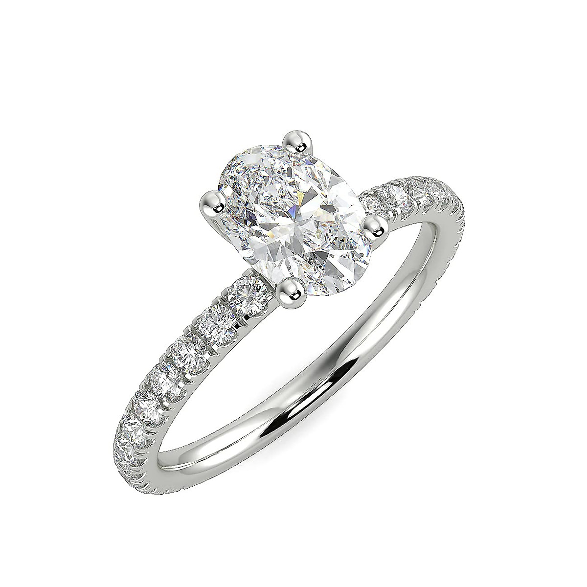 Beverly Hills Jewelers 1 Carat Oval Lab Grown Diamond Engagement Ring for Women in 14k White Gold D-E Color, cttw Size 6 Made in USA