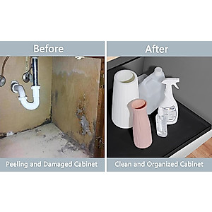 DELAM Under Sink Mat for 36" Cabinet, Hold Up to 3.3 Gallons, Silicone Waterproof Mat, Kitchen Cabinet liner, Under Sink Tray for Drips Leaks Spills, Flexible, No Slip, Easy to Clean, Black 34.25"x22"