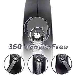 PINA Retractable Dog Leash, 26ft Dog Leash for Small Medium Large Dogs Up to 110lbs, 360° Tangle-Free Reflective Nylon Tape, with Anti-Slip Handle, One-Handed Brake, Pause, Lock - Black & Blue /2PACK