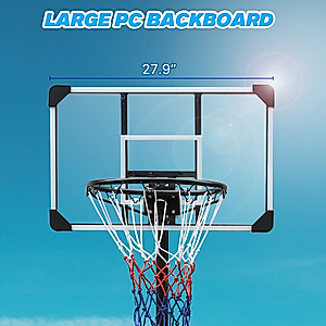 Basketball Hoop Outdoor Portable Adjustable Basketball Goal System with Height Adjustable 28 in inches Backboard & Wheels for Children Youth Adult at Indoor Outdoor