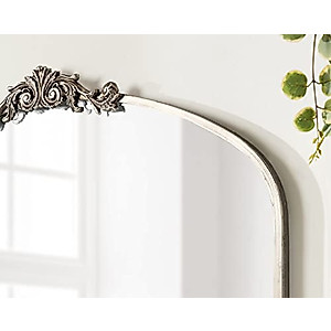 Kate and Laurel Arendahl Ornate Traditional Arched Mirror, 36 x 29, Silver, Decorative Baroque Style Arched Wall Mirror with Wide Frame and Ornamental Crown