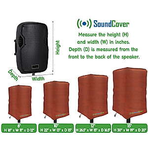 12 Inch PA/DJ Lightweight Powered Speaker Cover Bag in Brown for Stand Mounted Speakers - Over The top fit, Water Resistant (not Waterproof), 50 UV Protection