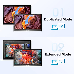 Lepow Portable Monitor C2S 15.4" Portable Laptop Monitor 1080P IPS Screen with Dual Speakers Foldable Kickstand HDMI USB Type-C Mini DP, External Travel Monitor for Laptop PC Phone Xbox Switch PS4