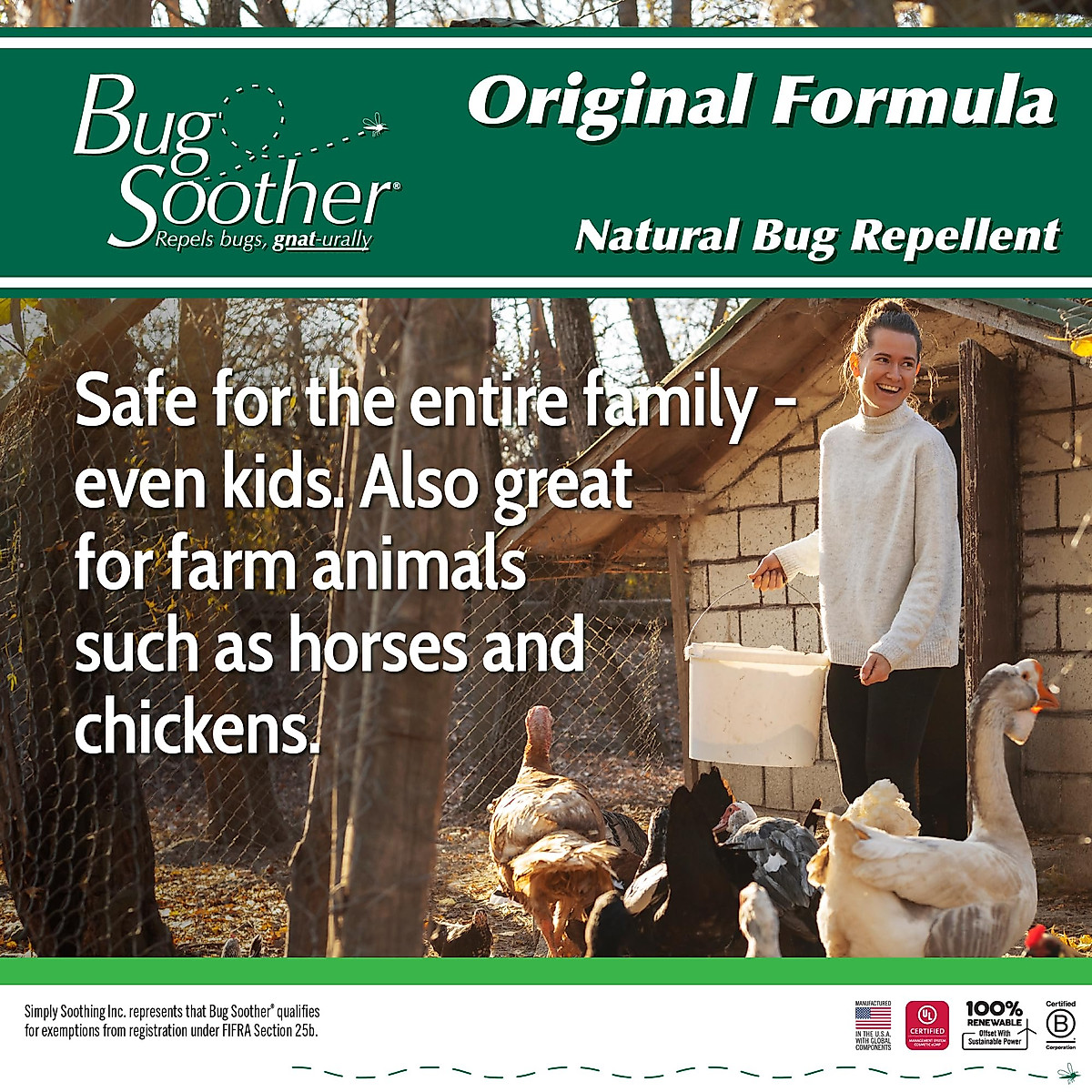 Bug Soother 1 Gallon - Natural Insect, Gnat and Mosquito Repellent & Deterrent with Essential Oils - 100% DEET-Free Safe Bug Spray for Adults and The Environment - Made in USA - W/O Sprayer