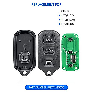 Keyless Entry Remote Control Car Key Fob Fit for Toyota 4Runner 1999 - 2009 Toyota Sequoia 2001-2007 Replacement Remote Control 3 Buttons Car Key FCC ID HYQ12BBX HYQ12BAN 2 Pack