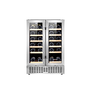Honeywell 36 Bottle Dual Zone Compressor Wine Cooler Refrigerator, Large Freestanding Wine Cellar For Red, White, Champagne or Sparkling Wine, Digital Temperature Control, Stainless Steel