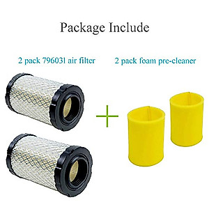 HOODELL 2 Pack 796031 Air Filter + Pre Cleaner Compatible with Briggs Stratton 591334 594201 797704, Husqvarna YTH22V46, John Deere D100, Pro Performance for Lawn Tractor and More