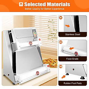 Pizza Dough Roller Sheeter, Max 16", Commercial Dough Sheeter Machine 110V 370W Electric Pizza Dough Roller Sheeter for Pizza, Bread, Pasta Maker Equipment, Noodle