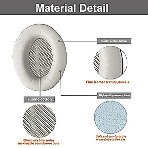 QC35 Replacement Ear Pads Ear Cushion Compatible with Bose Quiet Comfort 35 (QC35) and QuietComfort 35 II (QC35 II) Headphones (Silver)