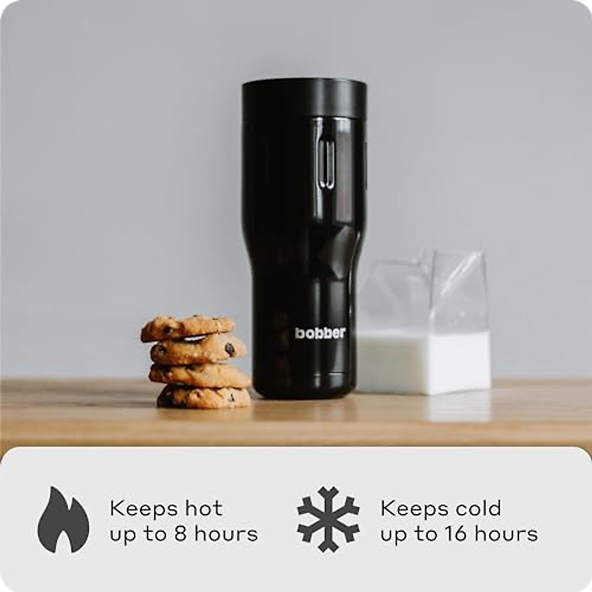 BOBBER - 16 OZ Vacuum Insulated Stainless Steel Travel Coffee Mug With 100% Leakproof Locked Lid - Cup Holder Friendly, Dishwasher Safe Tumbler (Black Coffee)