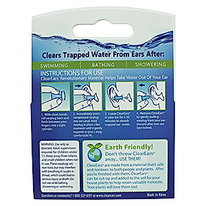 ClearEars Water Removing Earplugs 10 Count