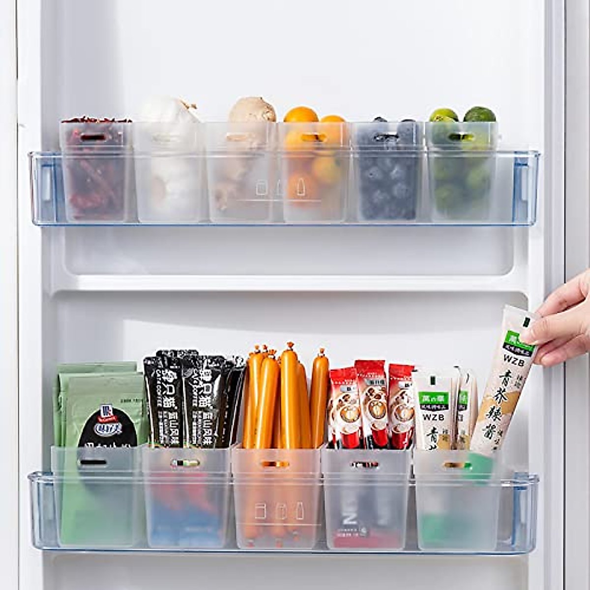 WonLiq 3 Pack - Refrigerator Organizer Container, Fridge Side Door Small Objects Storage Container, Kitchen Household Sundries Storage Box (Large size)