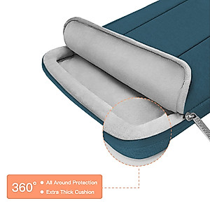 MOSISO 360 Protective Laptop Sleeve Compatible with MacBook Air 13 inch M3 M2 M1 2024-2018 / Pro 13 inch 2024-2016 / Surface Pro 9/8/7/6/X/5/4/3, Polyester Bag with Pockets&Belt, Deep Teal