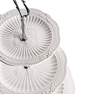 Bekith 2 Pack 3-Tier Porcelain Cupcake Stand, White Elegant Tiered Dessert Stand, Cakes Fruits Candy Pastry Buffet Serving Tray Platter for Tea Party Wedding Baby Shower Home Birthday