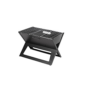 Fire Sense 60508 Notebook Charcoal BBQ Grill 3.5mm Cooking Bars Instant Foldable & Easy Portability For Outdoor Barbecues Camping Traveling Picnics Garden Beach Party - Black
