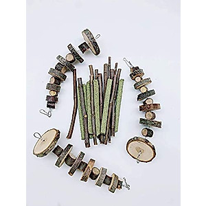 Fansisco Chinchilla Chew Toy Rabbit Chew Toys,Improve Dental Health,Molar Small Animals Toys Organic Apple Strings and Grass Sticks for Rabbits,Chinchillas,Guinea Pigs,Bunny,Hamsters Teeth Grinding