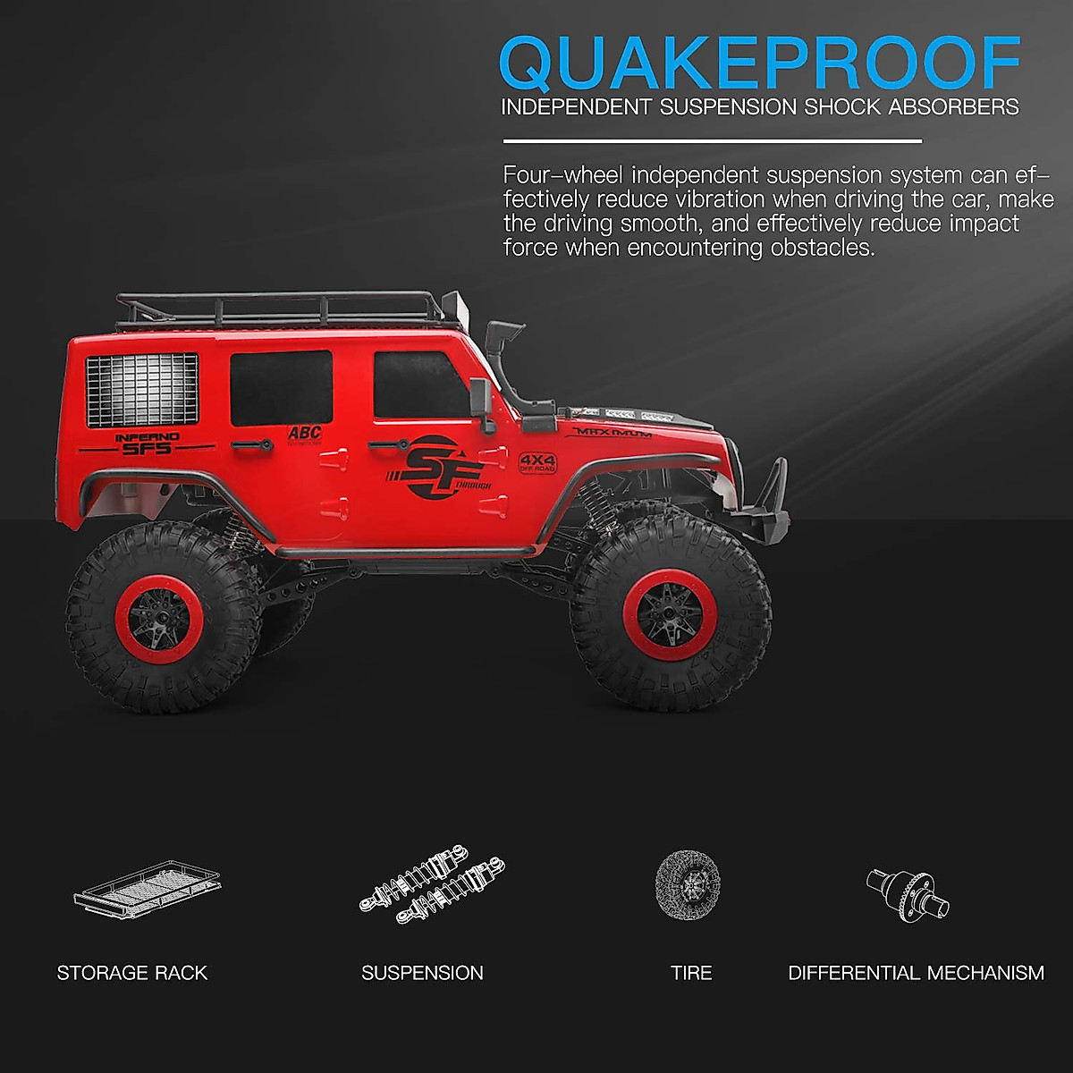 GoolRC WLtoys 104311 RC Car, 1/10 Scale 4WD 2.4Ghz Remote Control Car, Brushed Motor Off-Road Crawler Car RTR for Kids and Adults