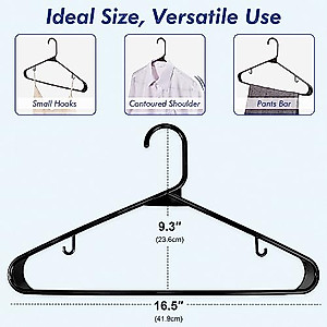 HOUSE DAY Black Plastic Hangers 50 Pack, Plastic Clothes Hangers Shirt Hangers, Space Saving Plastic Coat Hangers for Closet, Clothing Hangers Adult Hangers for Shirts, Coats, Skirt, Dress