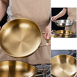 Portable Stainless Steel Noodle Pot for Cooking Ramen, Lightweight Korean Ramen Pot for Gas Stove, Induction Stove - Gold (Inner diameter 26cm)