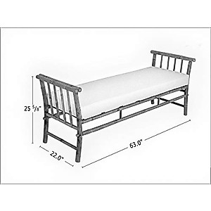 ZEW Handcrafted Natural Bamboo Entryway Bedroom Bench with Armrests Daybed Lounger with Detachable Mattress
