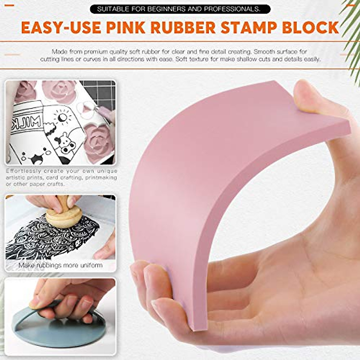 Rustark 42Pcs Rubber Stamp Making Kit, Printing Starter Tool Kit with Carving Knives,Rubber Carving Blocks,Ink Brayer Roller,Tracing Paper and More for Printmaking, Sculpting, Stamping