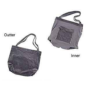 Corduroy Tote Bag for Women, Large Capacity Casual Shoulder Hobo Shopping Handbag with Inner Zippered Pocket (Grey)