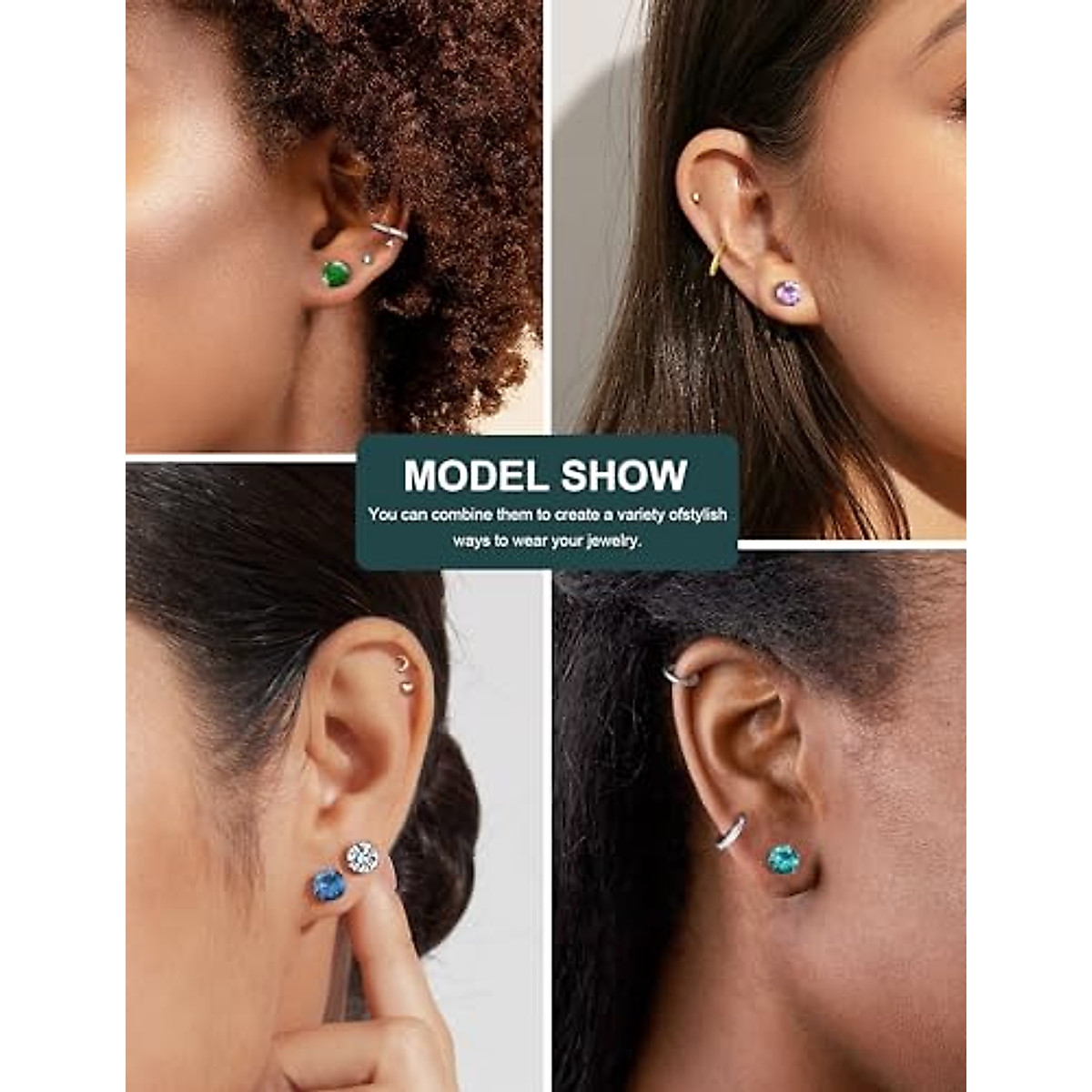 𝟏𝟐 𝐏𝐚𝐢𝐫𝐬 Silver Earrings 𝐒𝐮𝐫𝐠𝐢𝐜𝐚𝐥 𝐒𝐭𝐞𝐞𝐥 𝐄𝐚𝐫𝐫𝐢𝐧𝐠𝐬 Women's Earrings 𝐇𝐲𝐩𝐨𝐚𝐥𝐥𝐞𝐫𝐠𝐞𝐧𝐢𝐜 𝐄𝐚𝐫𝐫𝐢𝐧𝐠𝐬 𝐒𝐞𝐭 Men's Earrings 𝟏𝟐 𝐂𝐨𝐥𝐨𝐫𝐬 Cubic Zirconia Studs Earrings