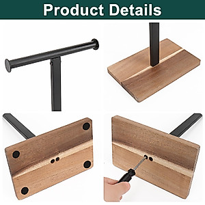 BathAce Hand Towel Holder, T-Shape Hand Towel Stand for Bathroom, Stand Hand Towel Rack Free-Standing Towel Bar for Bathroom Kitchen Countertop, Metal (14IN-Wooden Base, Black)