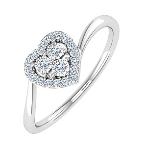1/10 Carat Diamond Heart Shaped Ring in 10K White Gold (Ring Size 7.5)