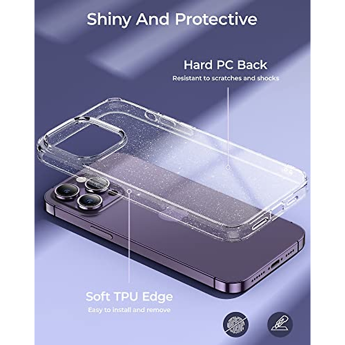 BENKS Designed for iPhone 14 Pro Max Case for Women Girls, Crystal Glitter Shockproof & Anti-Scratch Full Protection [Not Yellowing] Back Cover for iPhone 14 Pro Max (6.7”)