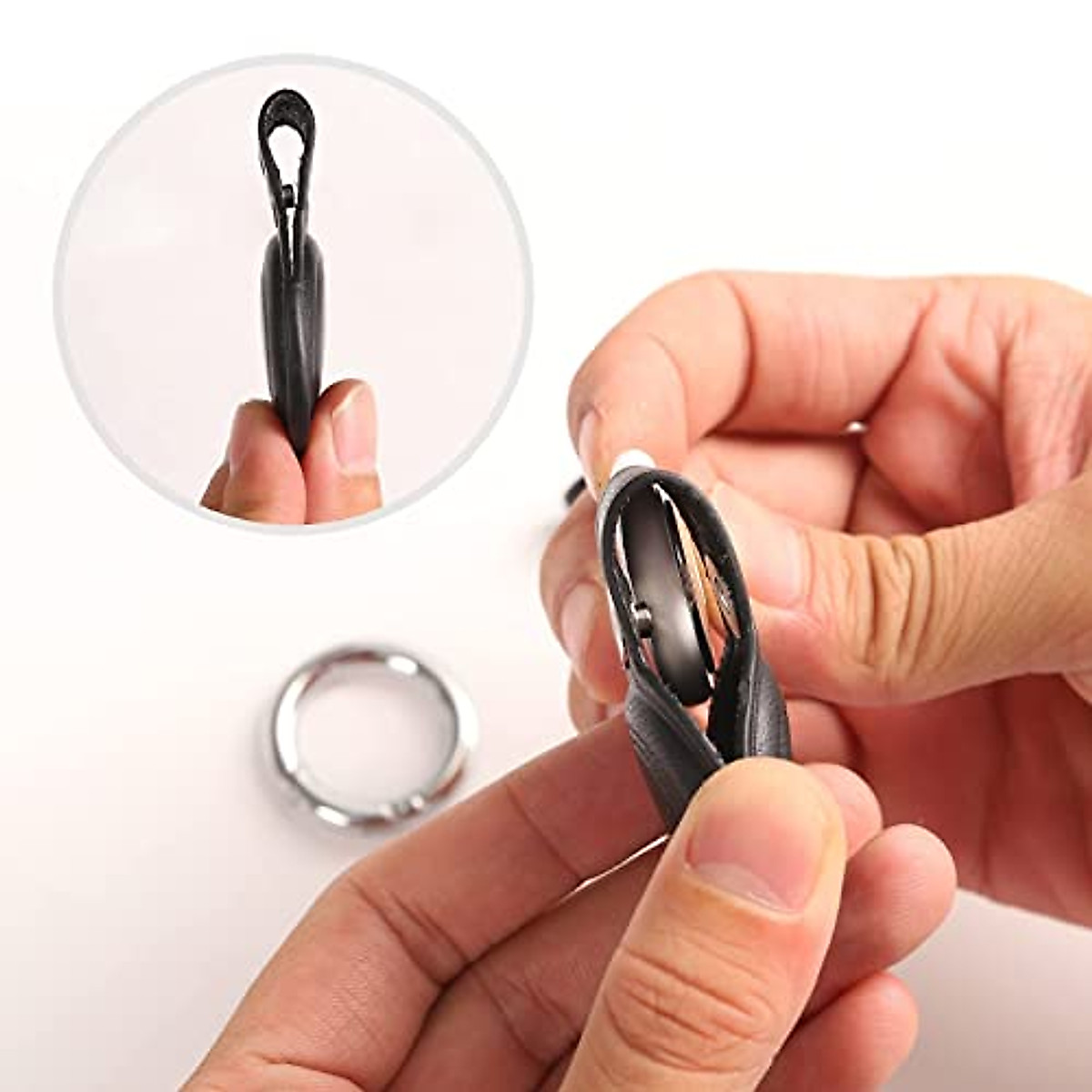 KEEPXYZ Genuine Leather Airtag Holder Suitable for Apple Airtag Keychain Leather, Small Air Tag Holder with Key Rings, Protective Airtag Case Cover Accessories - Black V1.0